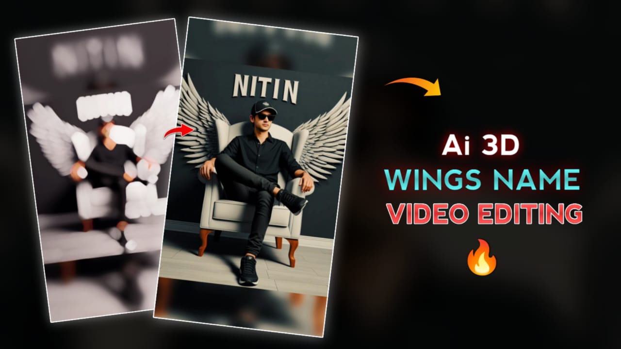 3D Wings Name Photo Video Editing || Instagram Trending Reels editing ...
