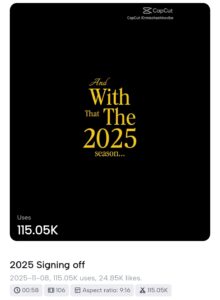 2025 Signing Off Reel Template | Happy New Year 2026 Reels Capcut Template